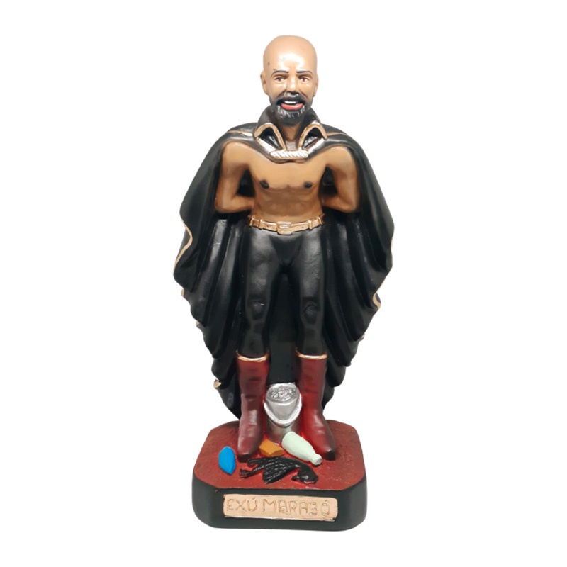 Imagem Exú Marabô Capa Preta 23 cm Escultura Gesso Umbanda | Shopee Brasil