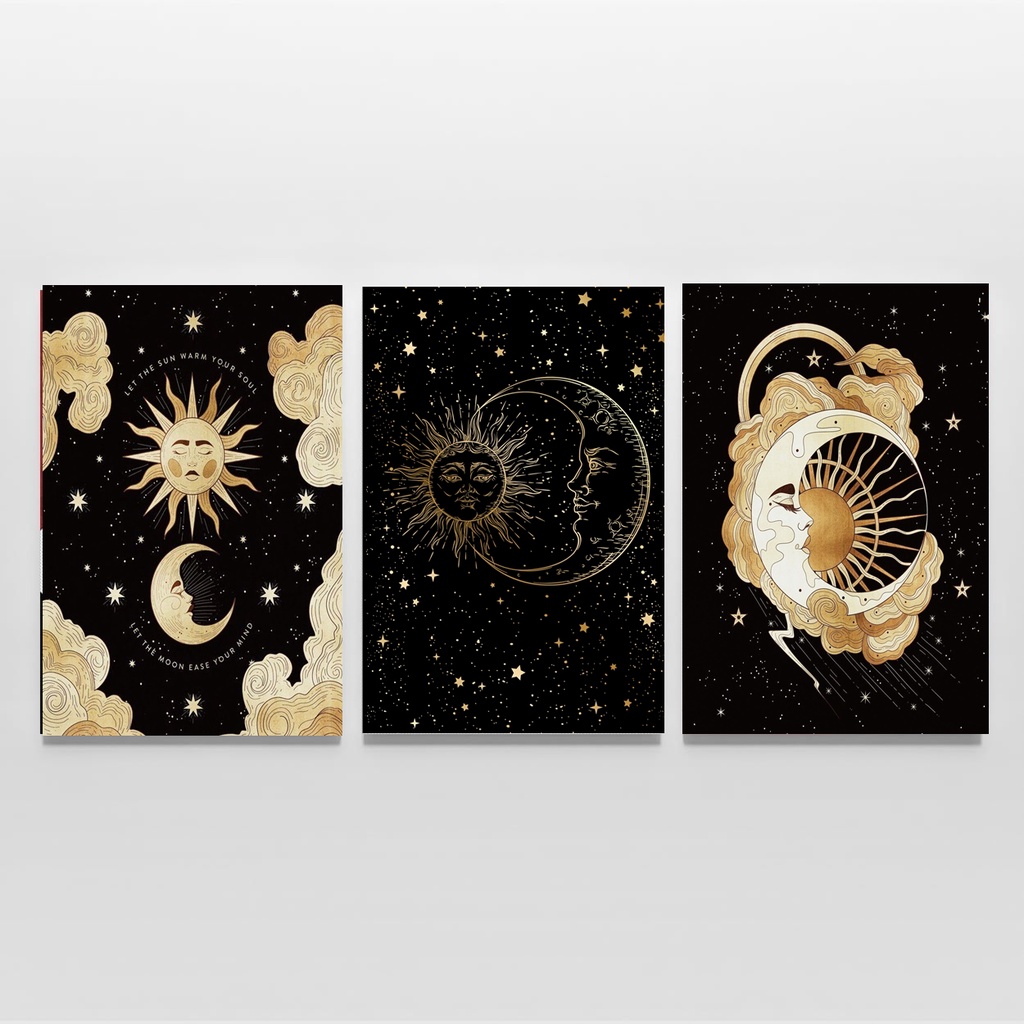 Quadros Decorativos Sol E Lua Lindos Estrelas Universo 20x30 3mm | Shopee Brasil