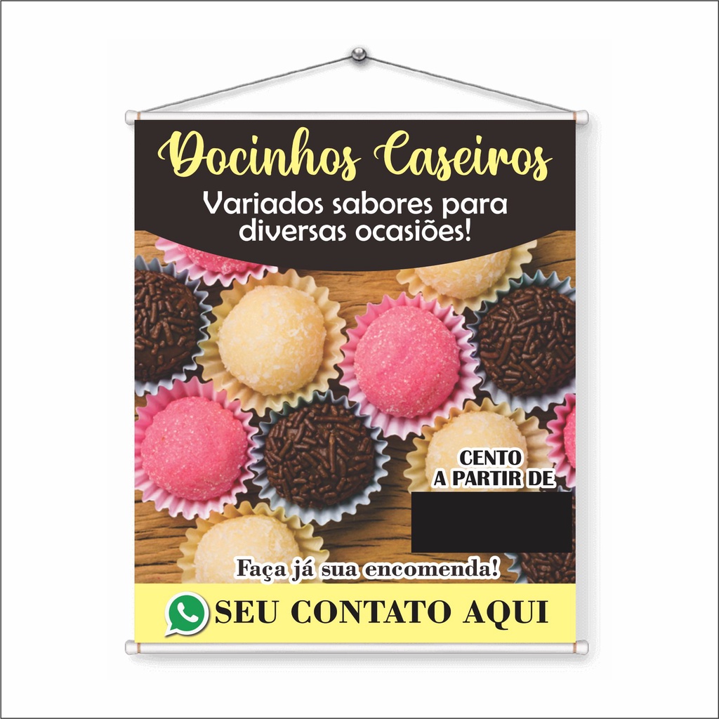 Banner Docinhos Caseiros Confeitaria Doceria Divulgação Confeitaria ...
