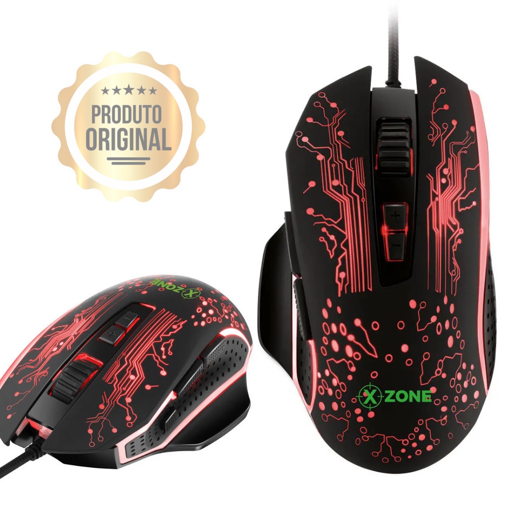 Mouse Xzone Gamer 3200 DPI GMF-03, LED e 8 Botões RGB | Shopee Brasil
