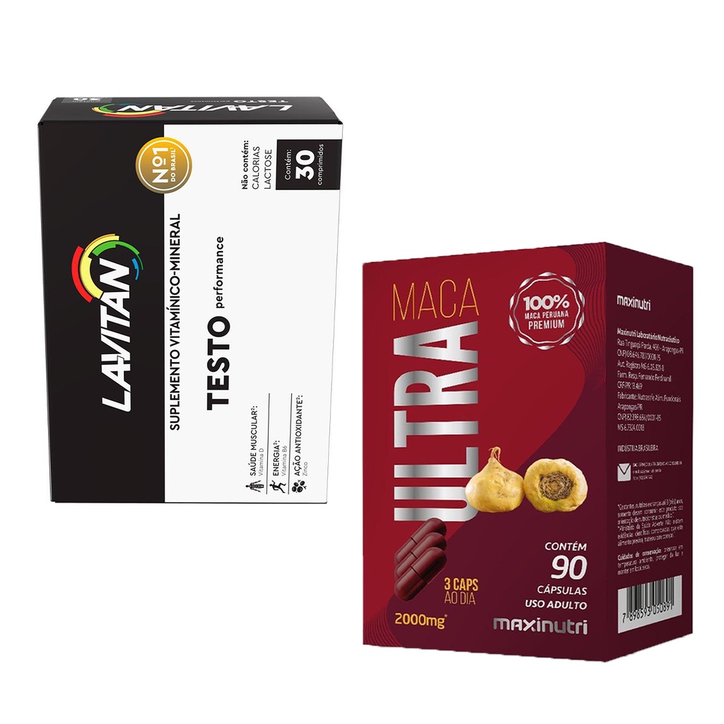 Maca Ultra Peruana 2000mg C/ 90 Caps + Lavitan Testo Performance ...