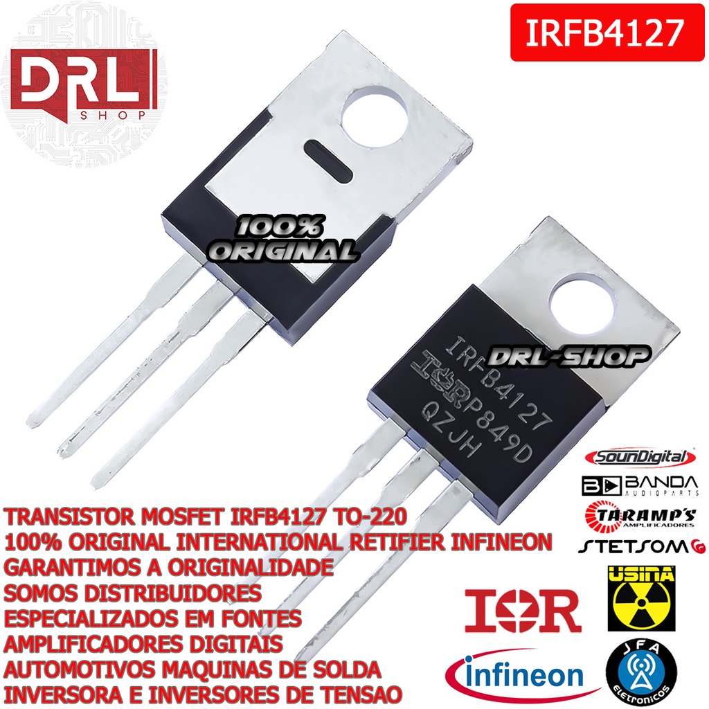 Kit 50 Irfb4127 Transistor IRFB4127 Mosfet Original Taramps | Shopee Brasil