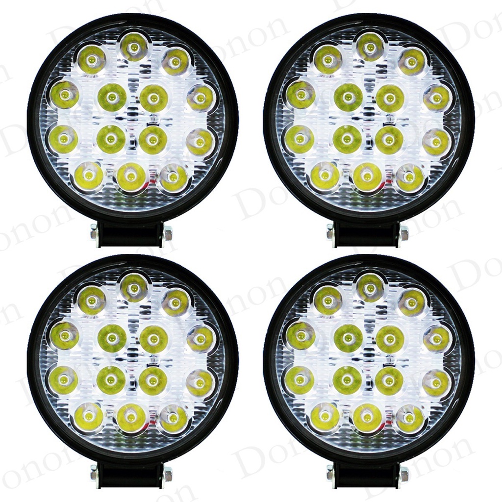 Kit 4 Farol Led Redondo Milha 42w 14 Leds Carro Jeep 12v/24v | Shopee Brasil