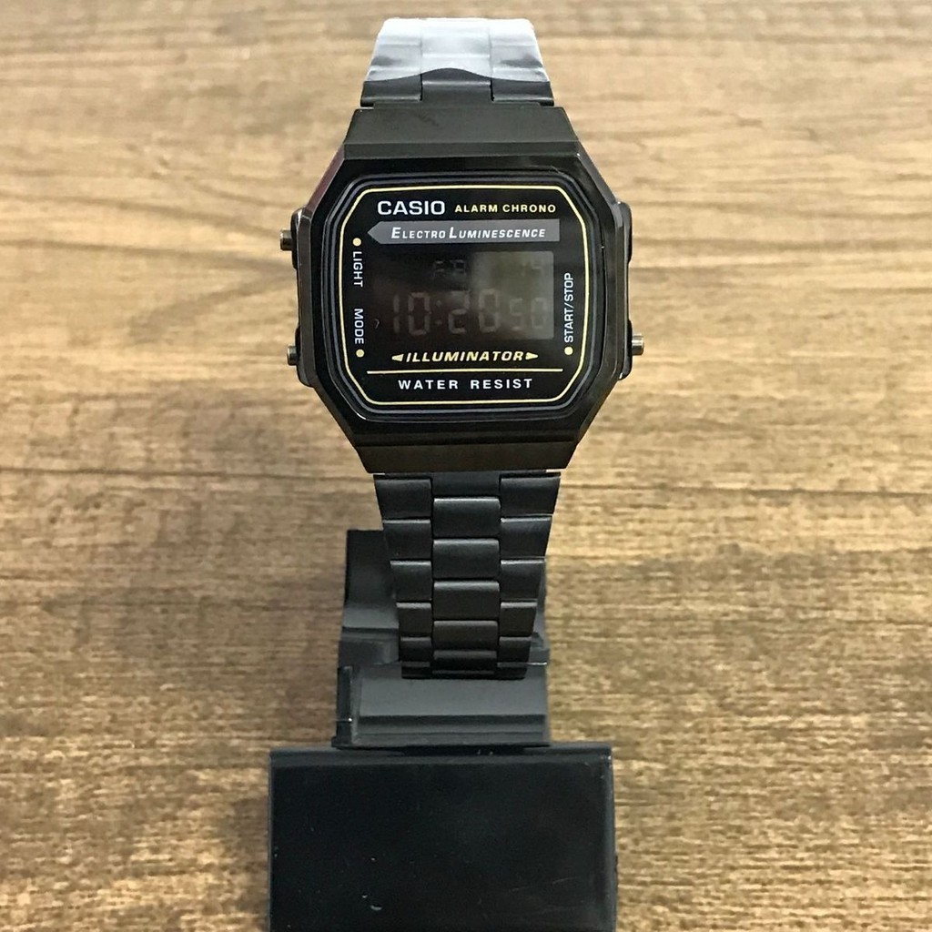relogio Casio WR original retro vintagem a168 PRETO ouro gold promocao ...