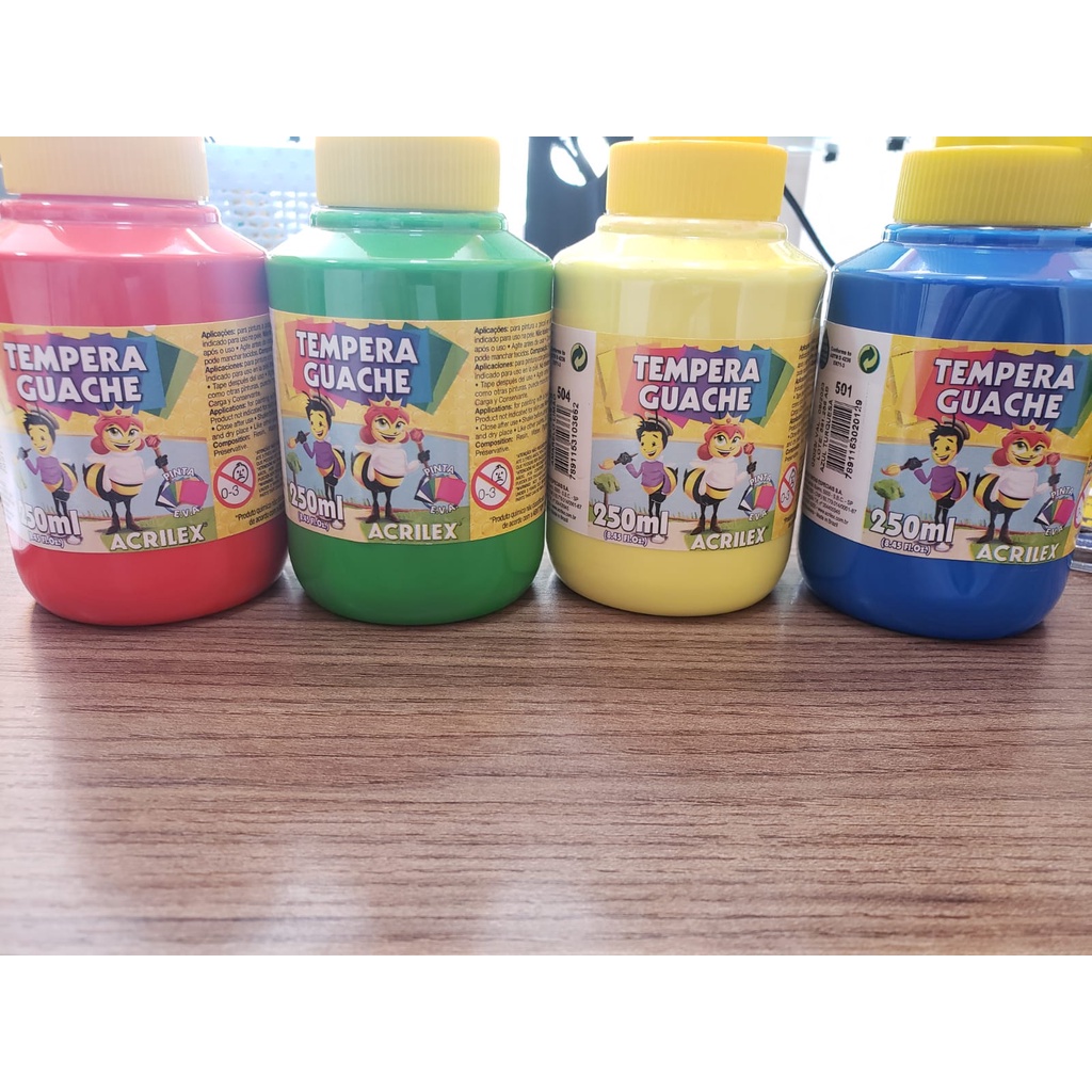 Tinta Guache Acrilex Grande -tinta Para Pintura 250ml Tampa Com Bico ...