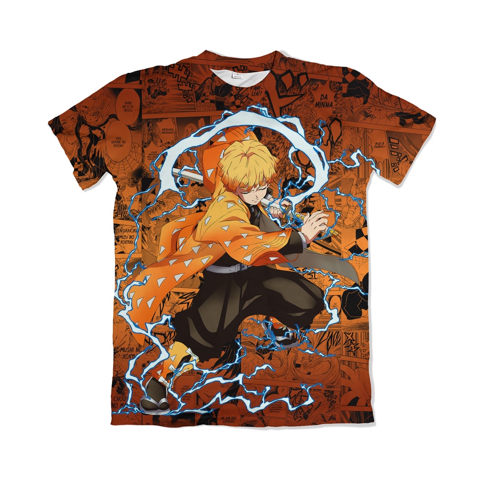 Camiseta Zenitsu Agatsuma Mangá Anime Demon Slayer Kimetsu no Yaiba ...