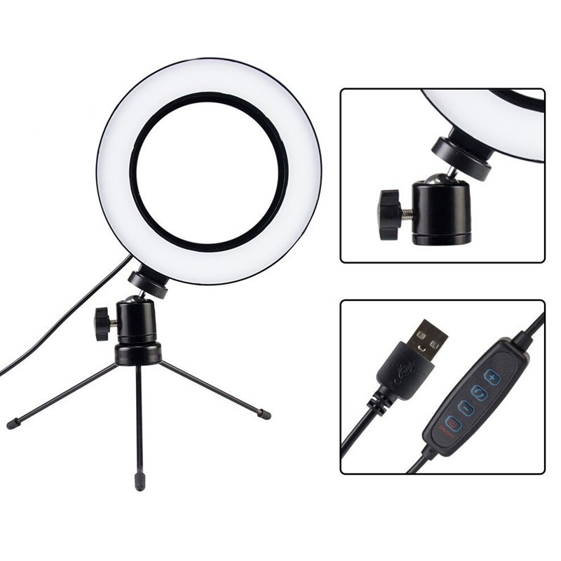 Led Ring Light Mesa Iluminador Pequena Tripé 6 Polegada 16cm | Shopee Brasil