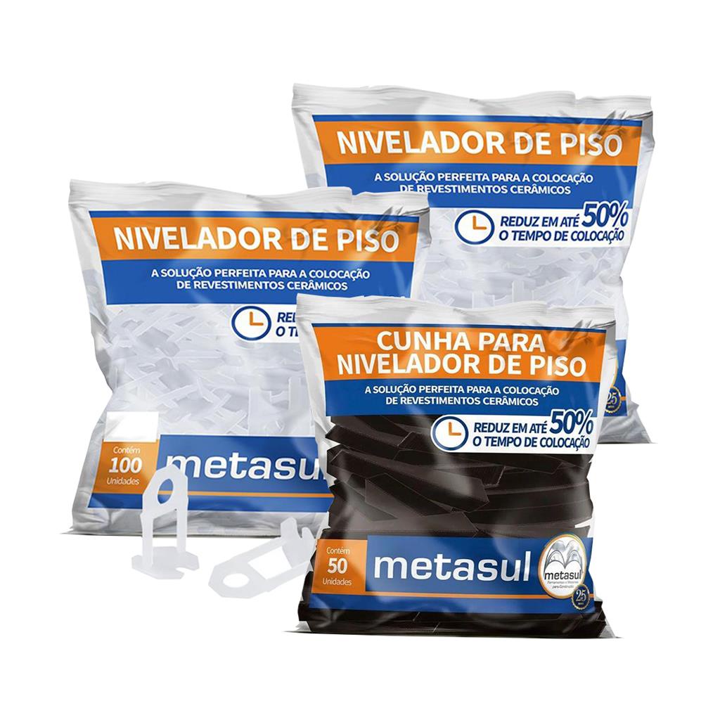Nivelador De Piso Porcelanato 2mm 200un + 50 Cunhas Metasul | Shopee Brasil