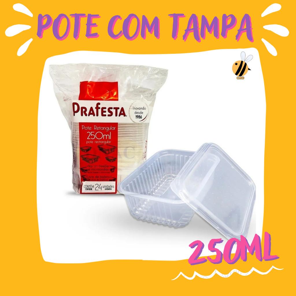 Pote RETANGULAR Marmita c/ Tampa - 24un (PraFesta) | Shopee Brasil