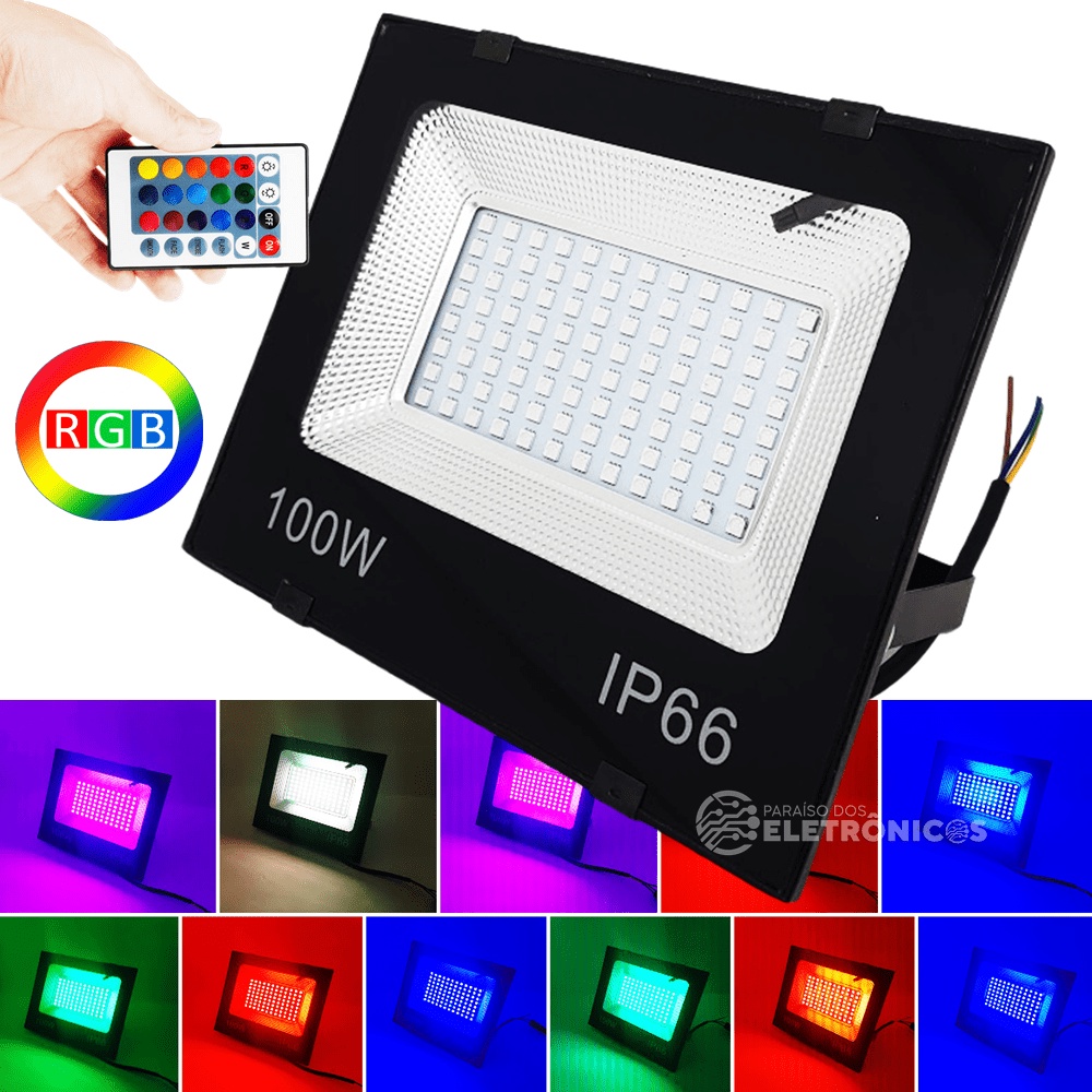 Refletor Rgb 100W Led Holofote Luzes 16 Opções De Cores Para Buffets ...