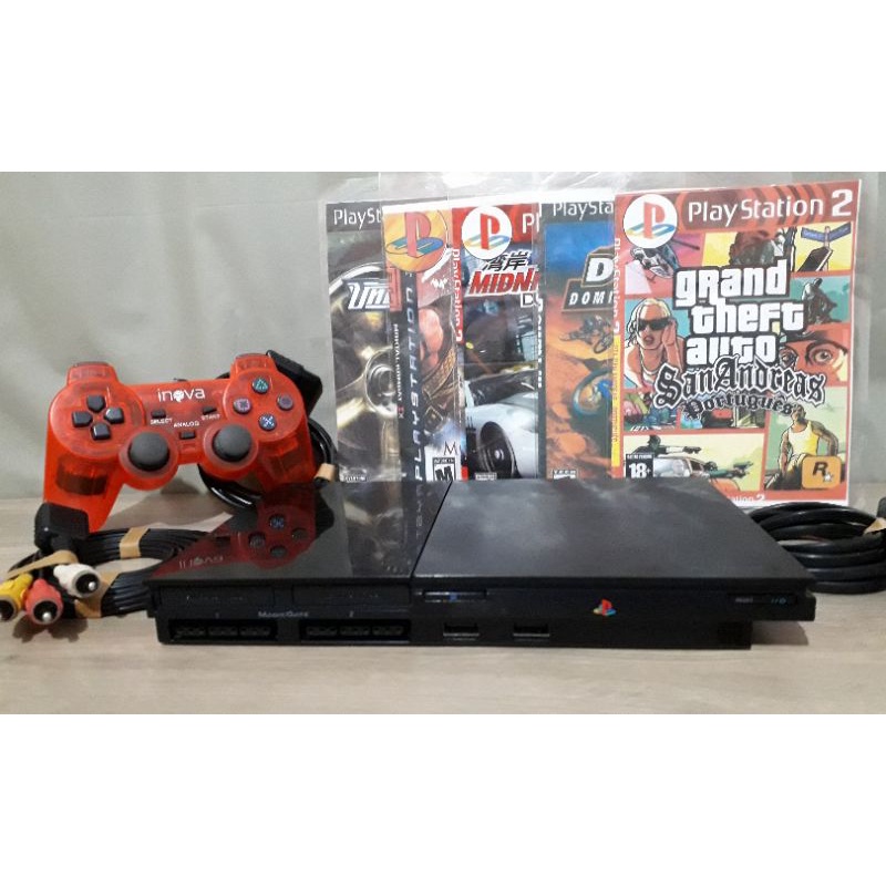 Playstation 2, Ps2 slim completo com controle, cabos e jogos tudo ...