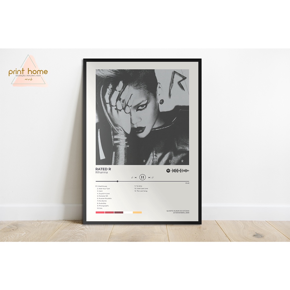 Quadro Placa Mdf Spotify Album Rihanna Rated R | Shopee Brasil
