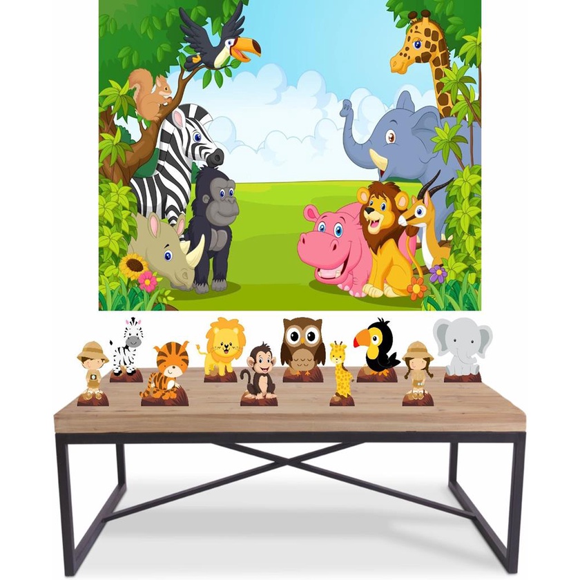 Kit Festa Safari - 8 De Mesa + Painel Decorativo | Shopee Brasil