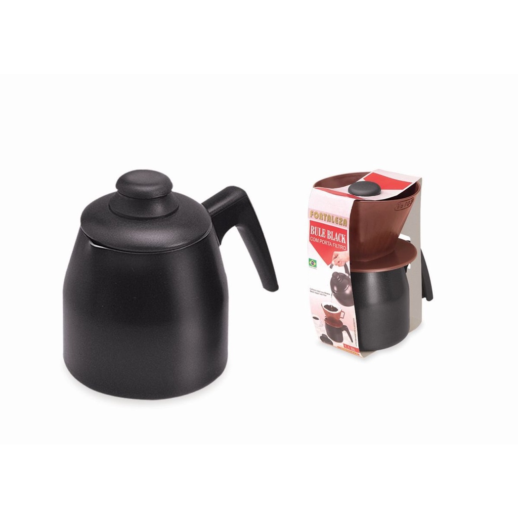 Bule P/ Cafe 1L Preto C/ Porta Filtro Fortaleza | Shopee Brasil