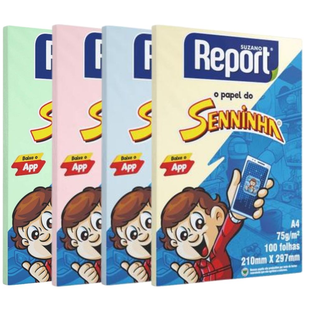 Sulfite A4 Senninha Com 100 Folhas Coloridas REPORT | Shopee Brasil