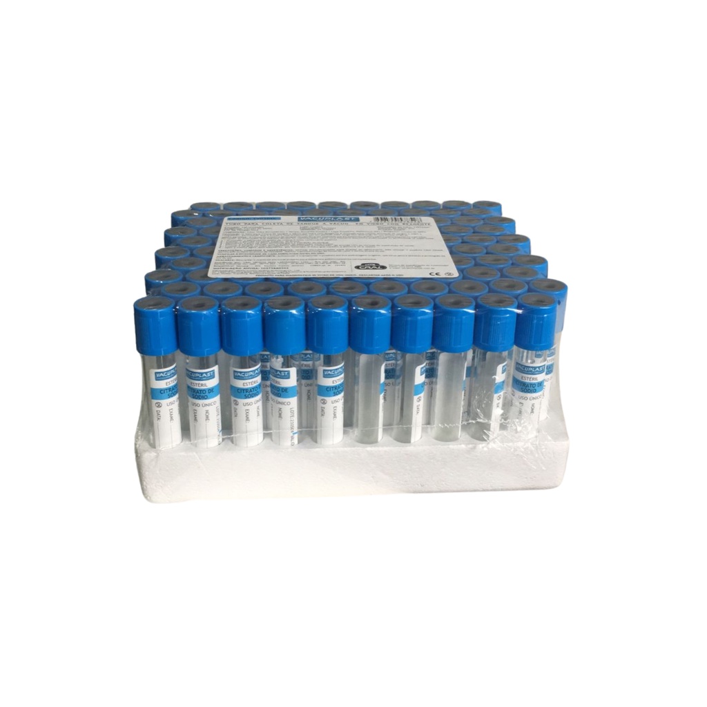 Tubo 13X75 - 2Ml Citrato Sodio Coleta Sangue Vacuo Vidro Rack C/100Und ...