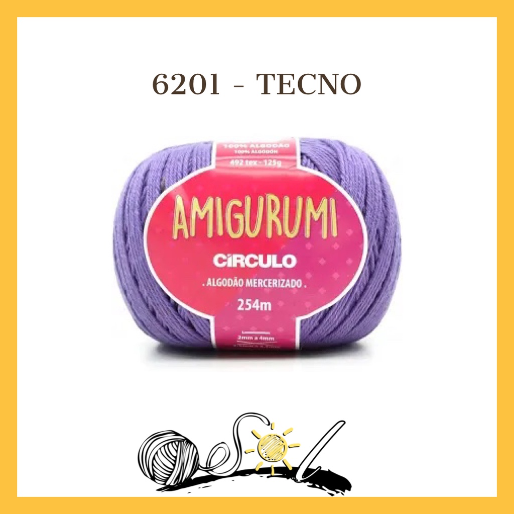 Linha amigurumi círculo 6201 TECNO, roxo fio para crochê circulo ...