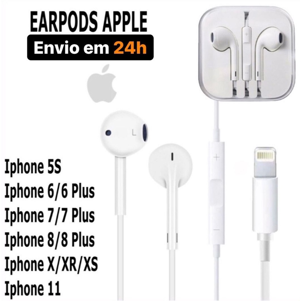 Fone Ouvido Compatível Iphone 7 8 8plu Xr Xs 11 12 Top Nf | Shopee Brasil