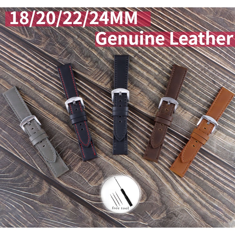 Pulseira Universal De Couro Genuíno 18mm 20mm 22mm 24mm Retrô Acessórios De Relógio Marrom Claro ...