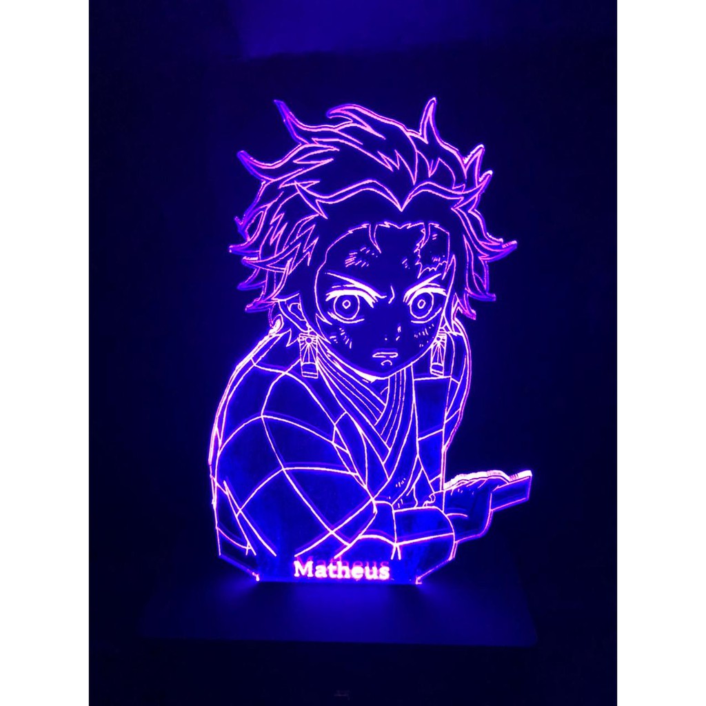 Luminária Led 3D, Tanjiro, Kimetsu No Yaiba, 16 cores, Anime, Geek ...
