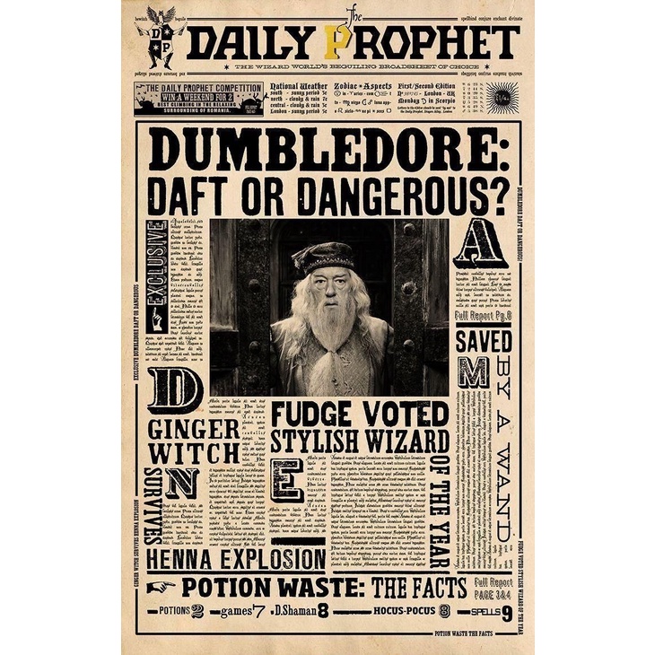 Poster Harry Potter Retro - Profeta Diário - Poster Daily Prophet ...