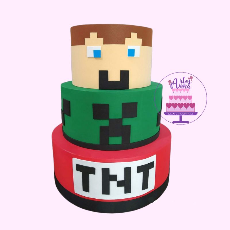 Bolo Fake Minecraft 3 andares | Shopee Brasil