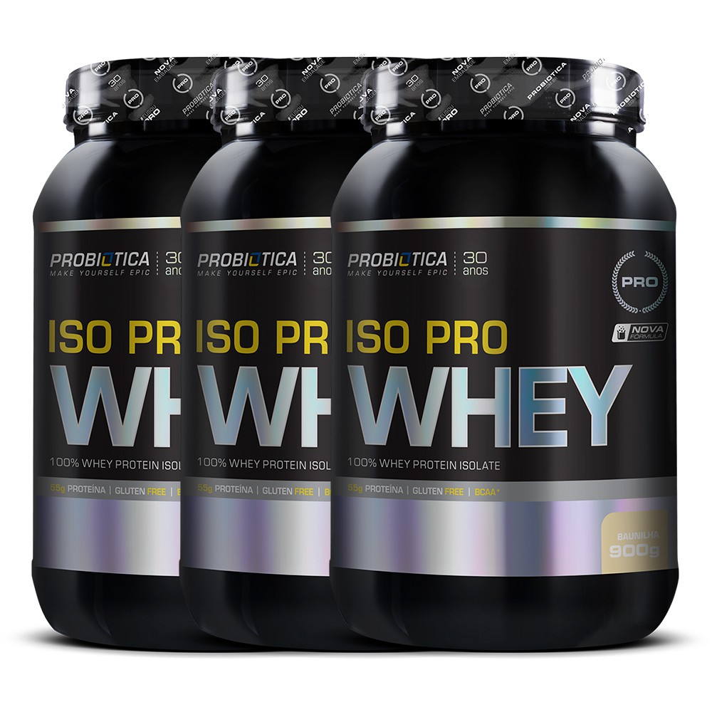 Kit 3 Iso Pro Whey 900g - Probiotica - 100% Whey Isolado | Shopee Brasil
