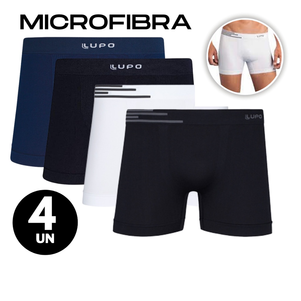 Kit Cueca Box Microfibra Lupo Boxer- 4 Peças (ORIGINAL) | Shopee Brasil