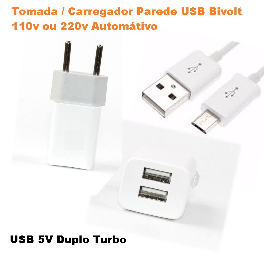 Amazon Kindle = 1x Tomada Carregador Parede Duplo USB Bivolt 110v 220v ...
