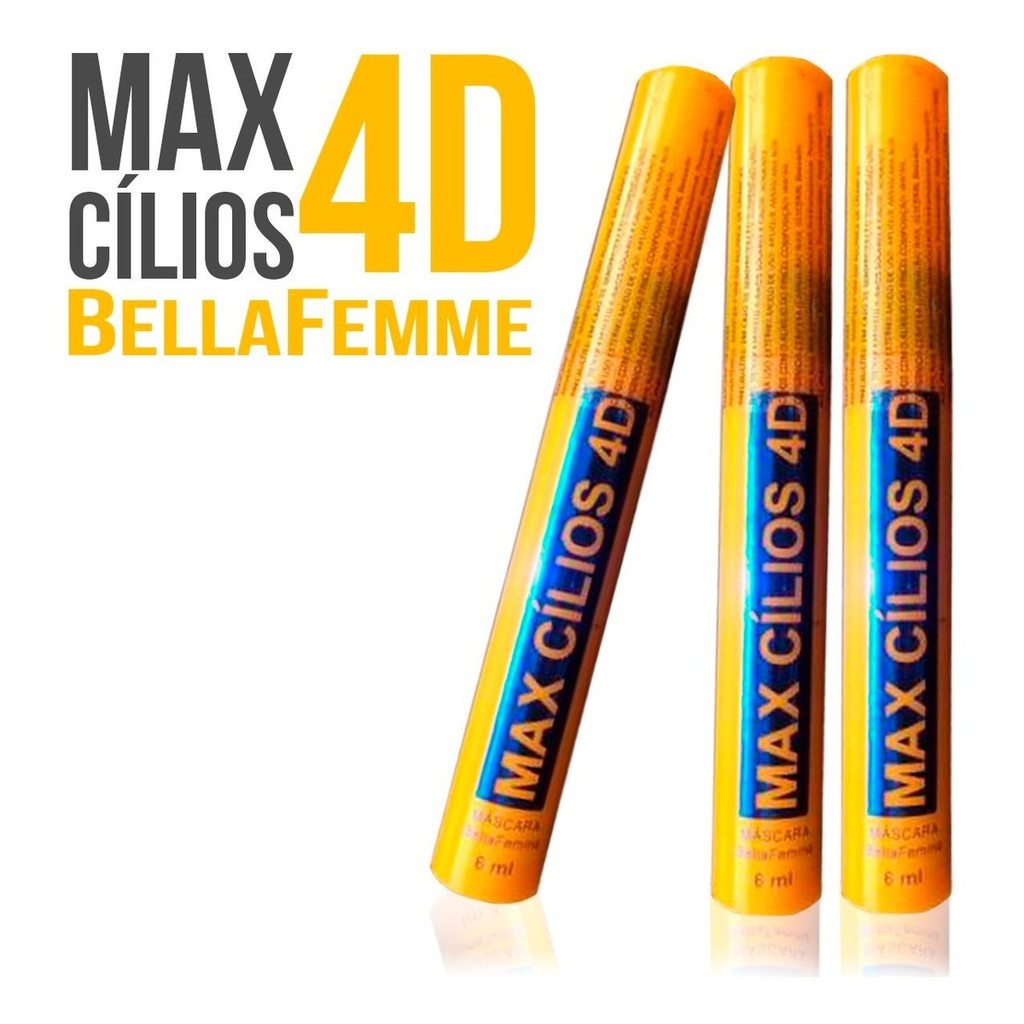 Máscara Para Cílios Bella Femme Max Cílios 4d 6ml Cor Preto | Shopee Brasil