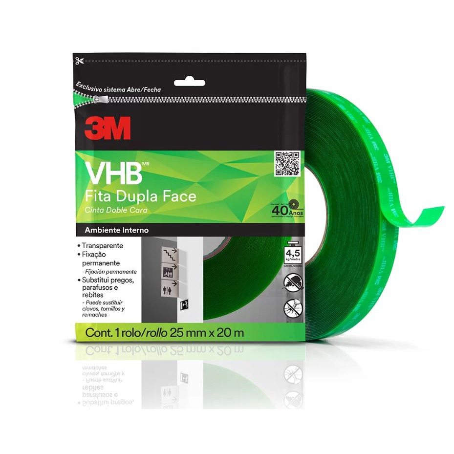 Fita Dupla Face Transparente Vhb 25mmx20mts 3m Original | Shopee Brasil