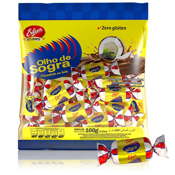 Bombom Olho De Sogra Erlan 350g 100% De Chocolate Ao Leite | Shopee Brasil