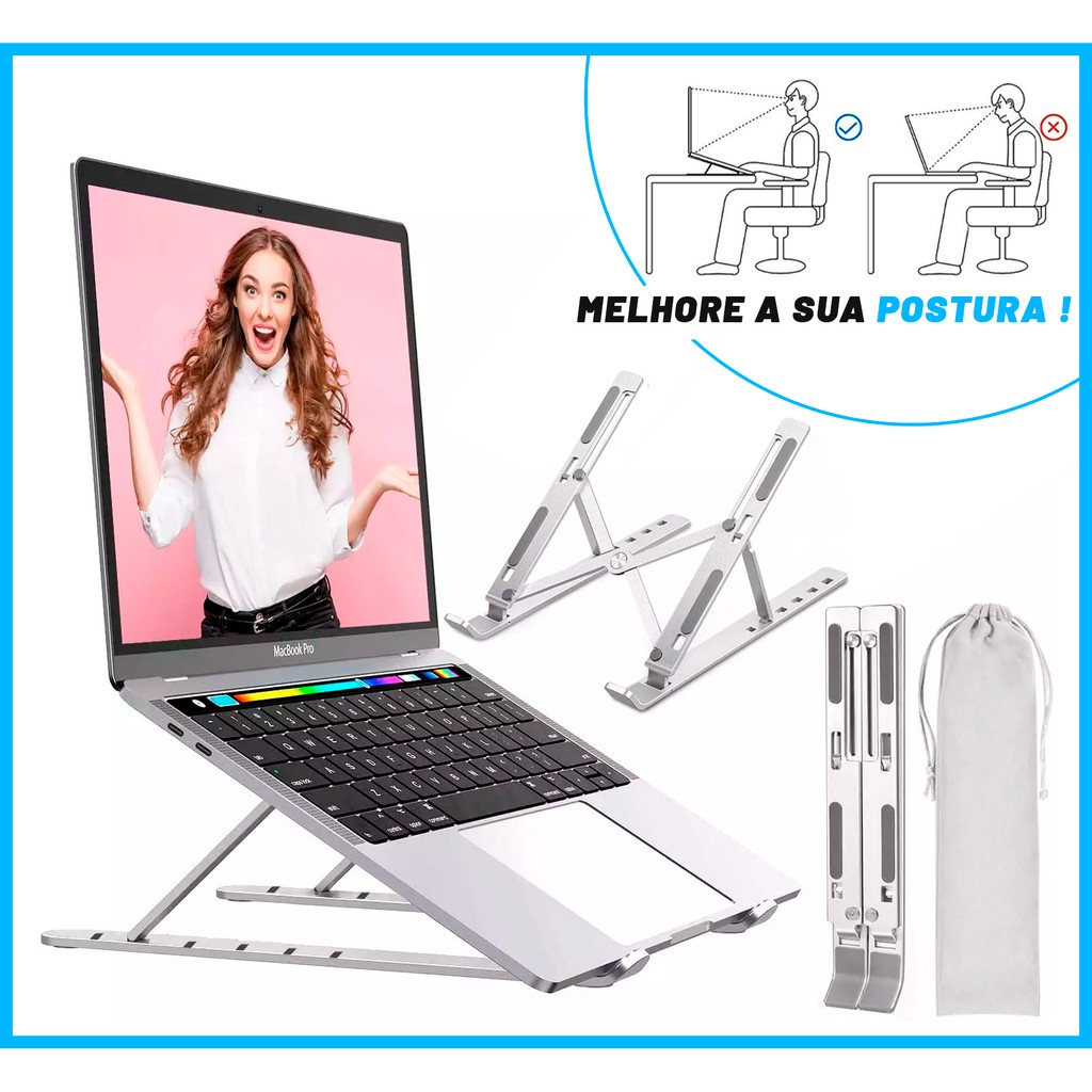 Suporte Notebook Mesa Tablet Ajustável Ergonômico Portátil Articulado ...