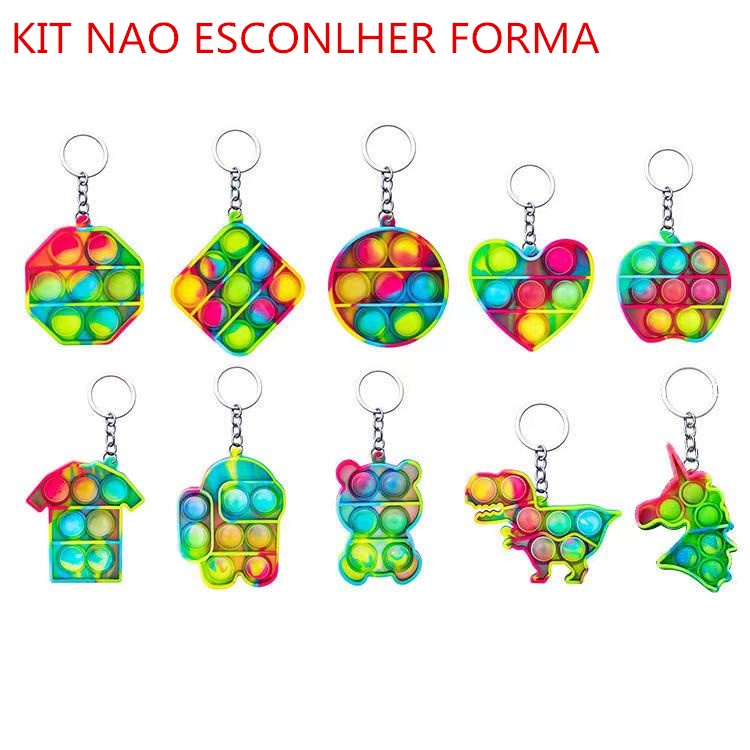 KIT3 pecs Chaveiro FORMA MAIS GRANDE Pop It & Polvo reversivel Fidget ...