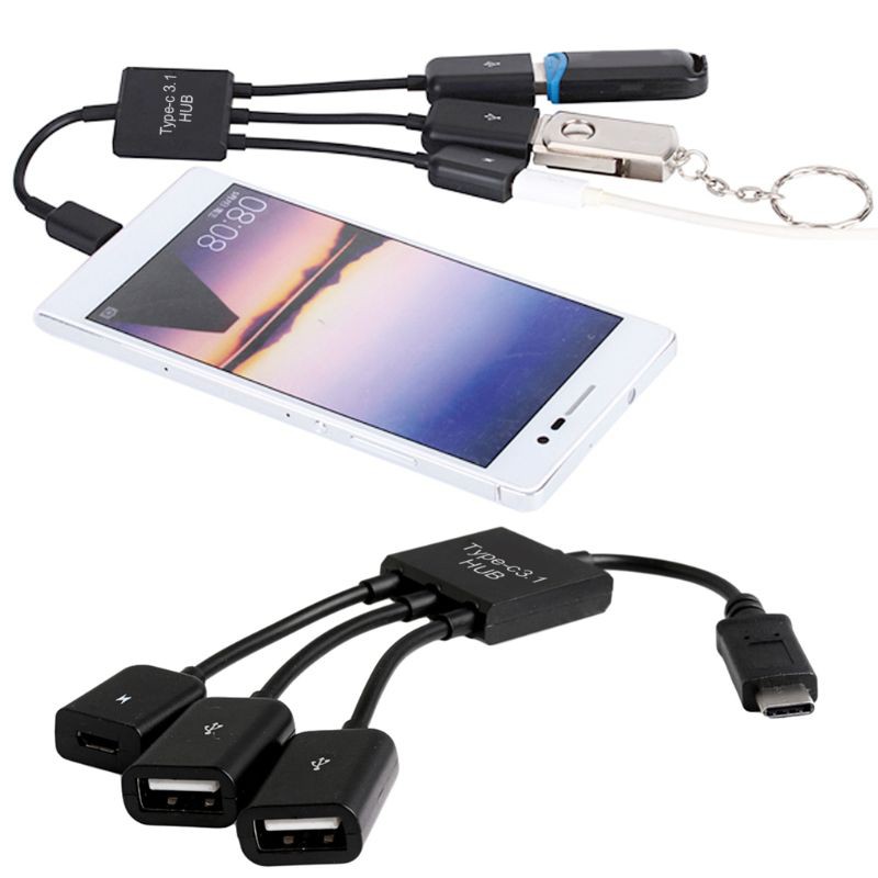 Adaptador Hub Otg Cha 3in1 Usb 3.1 Tipo-C Para Usb 2.0 | Shopee Brasil