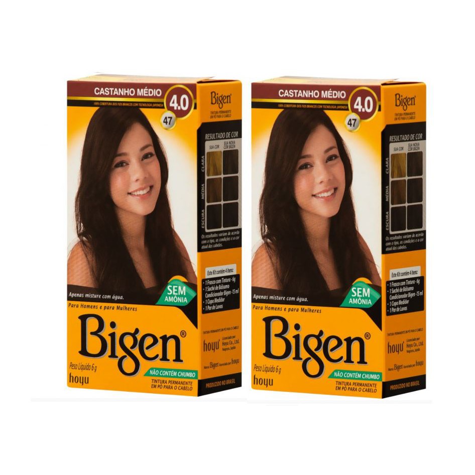 Bigen - Kit Com 2 Tintura Para Cabelo - Castanho Médio 4.0 | Shopee Brasil