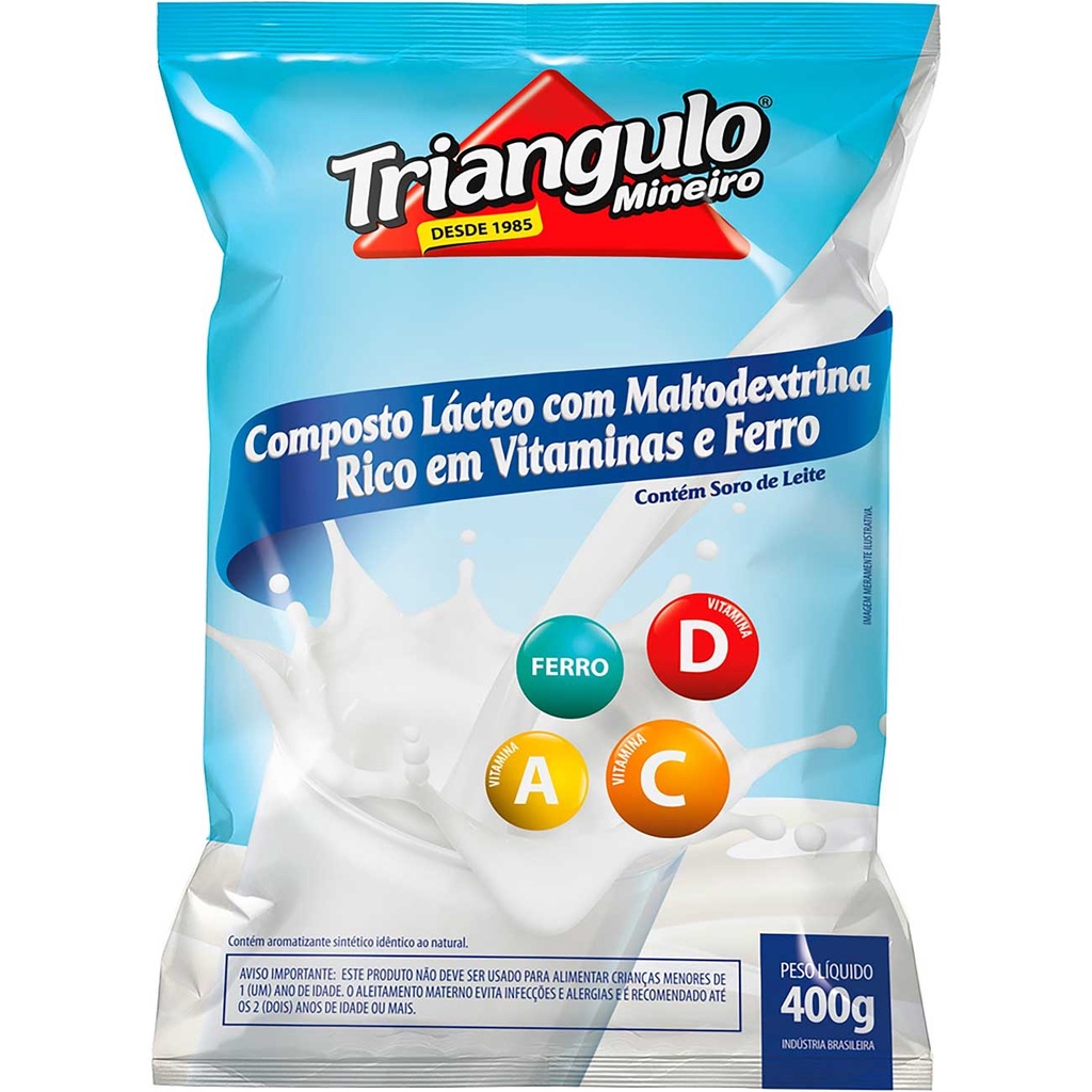 Leite em Pó Composto Lácteo Com Açúcar Triangulo Mineiro 400g | Shopee ...