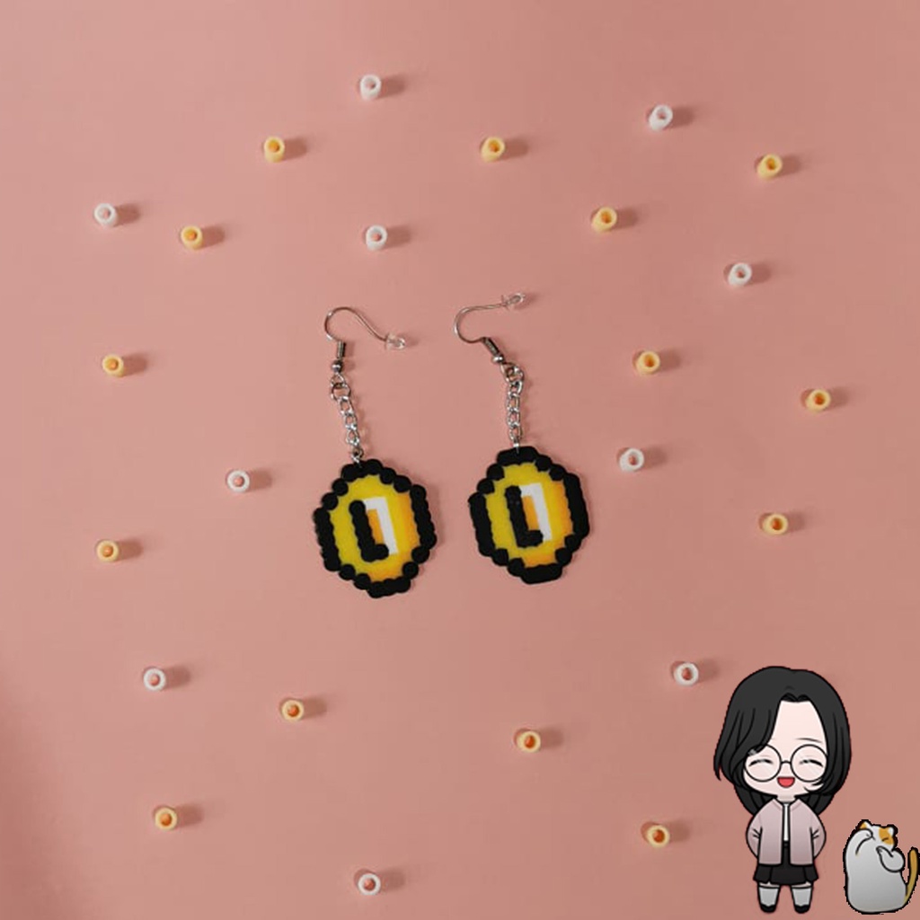 Brinco Moeda do Mario - Pixel Art/Hama Beads | Shopee Brasil
