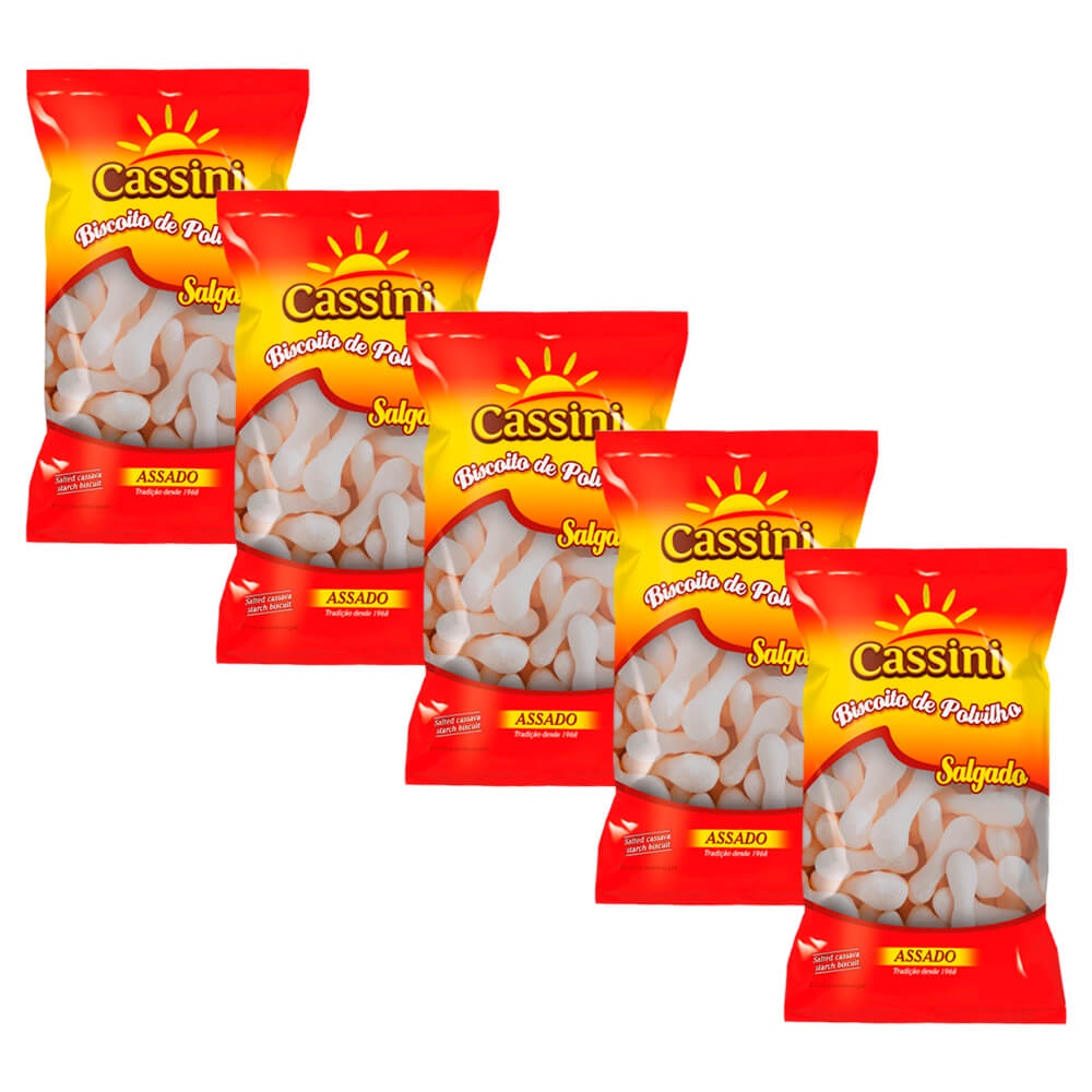 Kit com 5 Biscoitos de Polvilho Salgado 200g - Cassini | Shopee Brasil