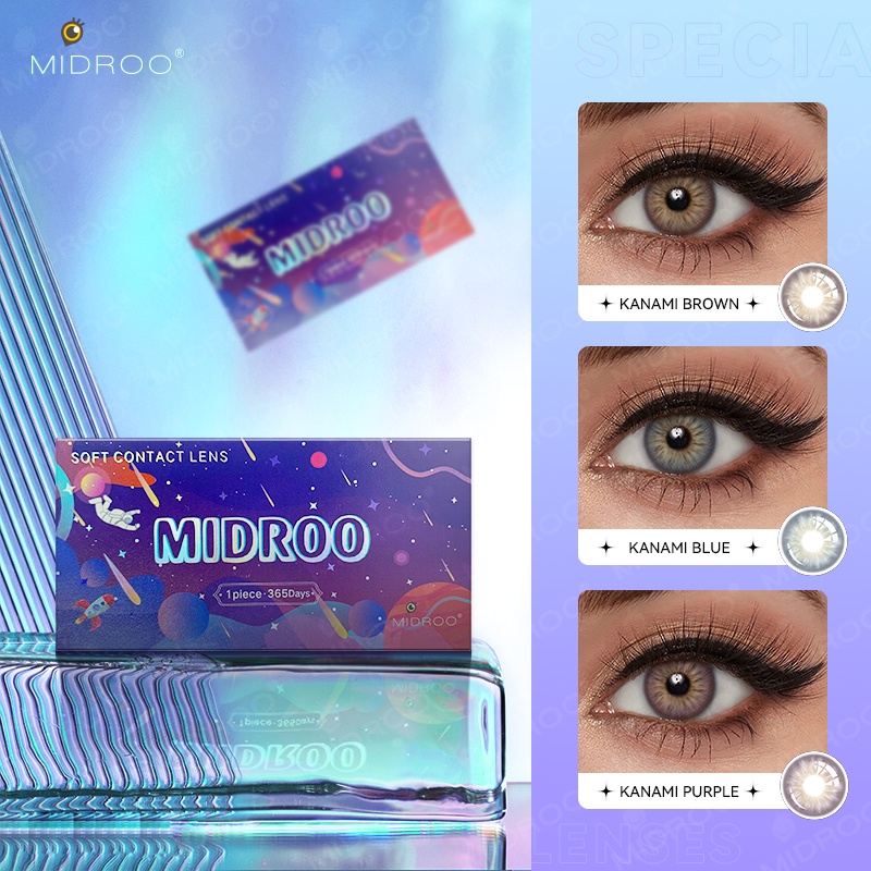 Midroo 2pçs Lentes De Contato 14,5mm Azul Kanami/Marrom/Roxo Colorido ...