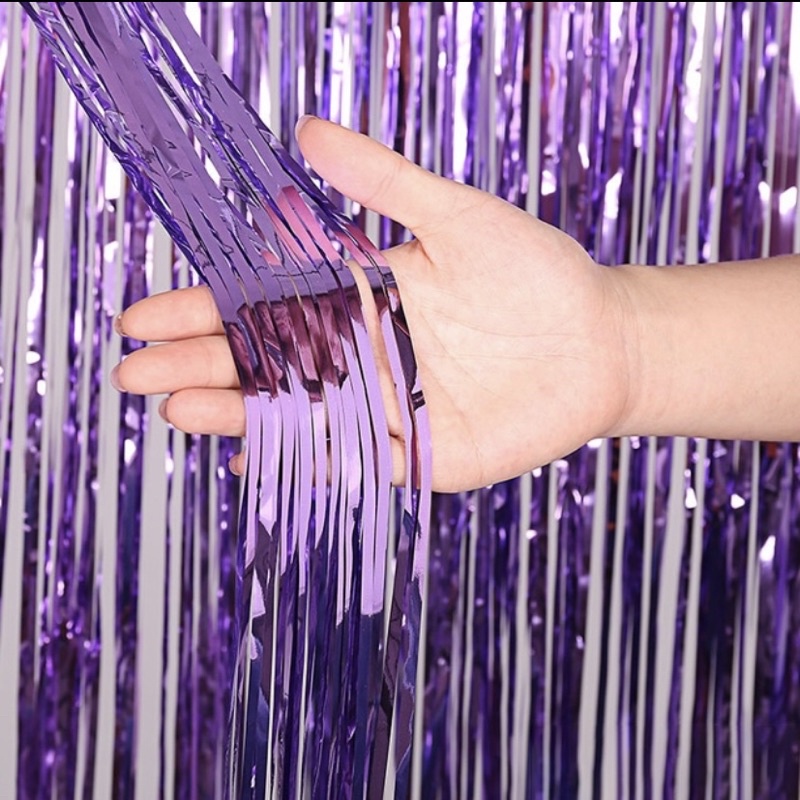 KIT 1~5 Cortina Metalizado roxa para Festa 1mx2m painel decoração fita ...