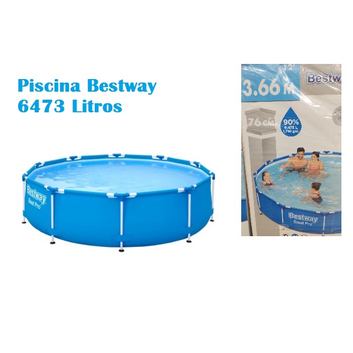 Piscina de plástico Bestway 6473 litros 3,66 de diâmetro | Shopee Brasil