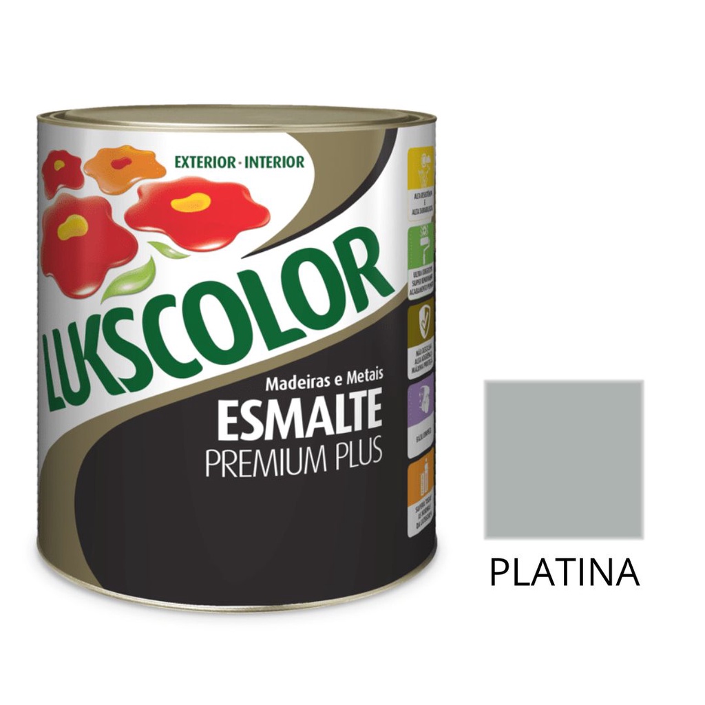 Tinta Esmalte Base Solvente Cor Platina Lukscolor 900ml | Shopee Brasil