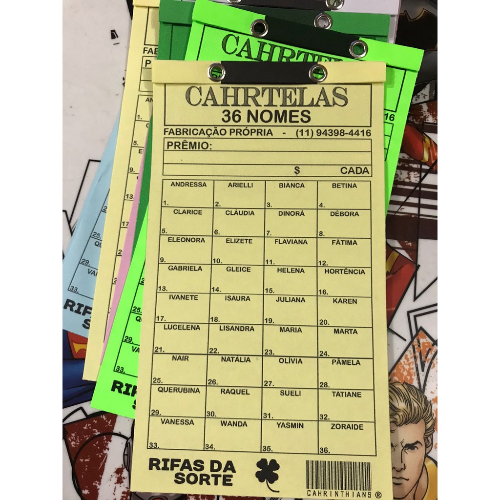 Cartela De Rifa 36 Nomes, Pct Com 10 Unidades | Shopee Brasil