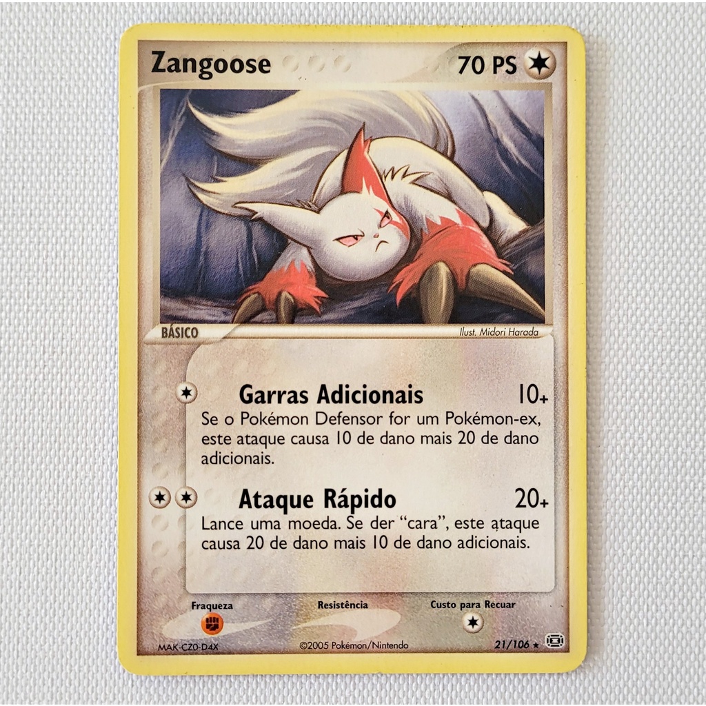 Carta Antiga Pokemon Zangoose 21/106 Rare Ex Emerald Original Card ...