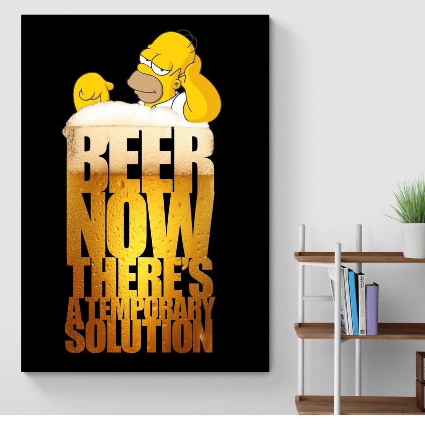 Quadro Decorativo Homer Simpson Cerveja Ilustração Em Canvas | Shopee ...