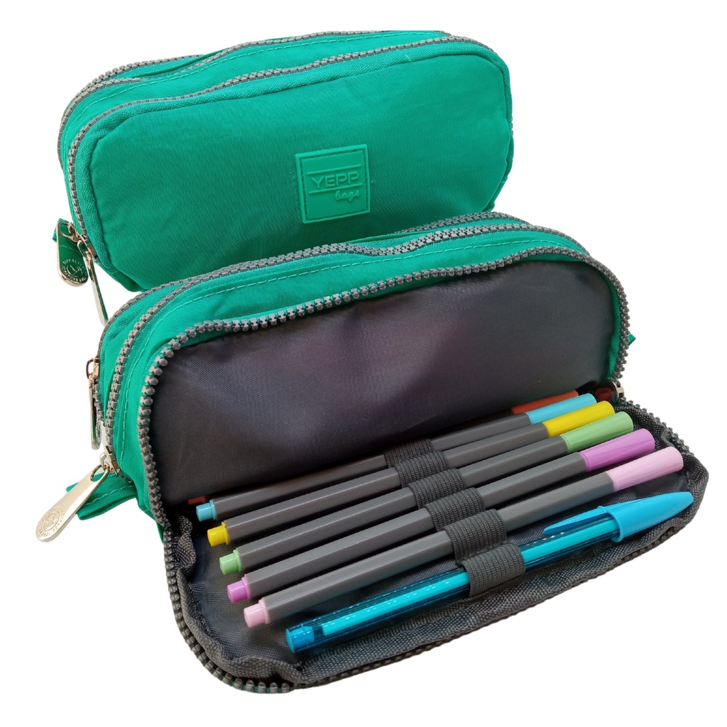 Estojo Escolar 3 ziper Triplo Juvenil Universitario Com Elastico ...