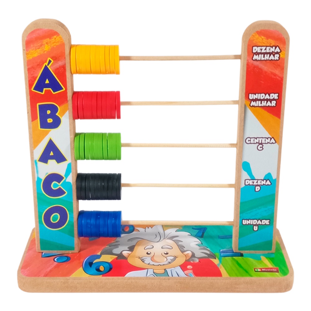 Ábaco Madeira Educativo Material Escolar Infantil Matemática Pedagógico ...