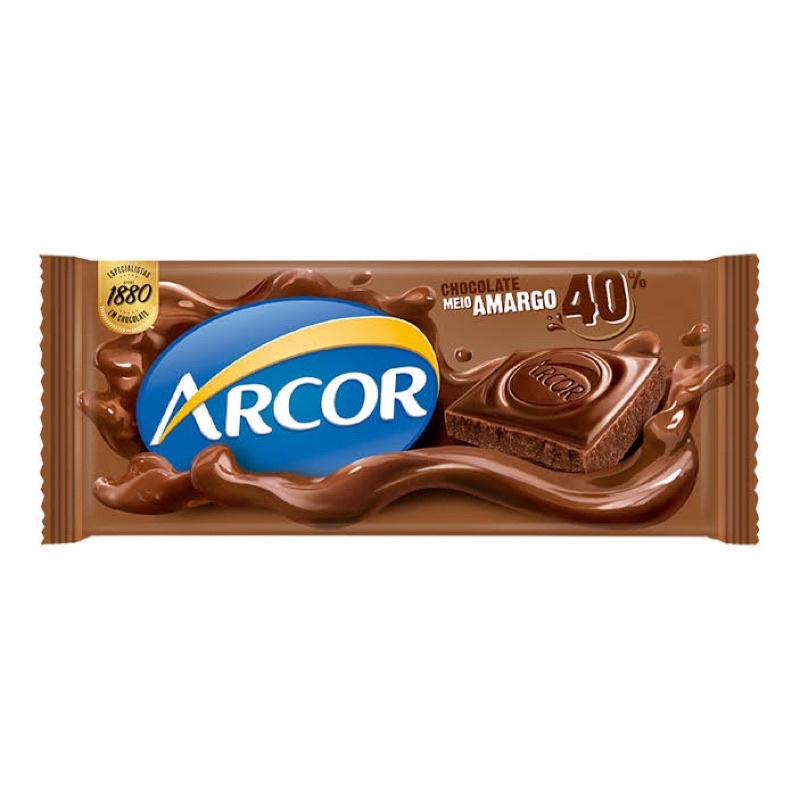 Barra Chocolate Meio Amargo 40% Cacau Arcor 80g | Shopee Brasil