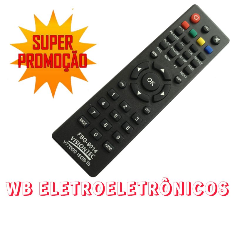 Controle Remoto Conversor Receptor Visiontec VT7500 - 9014 | Shopee Brasil